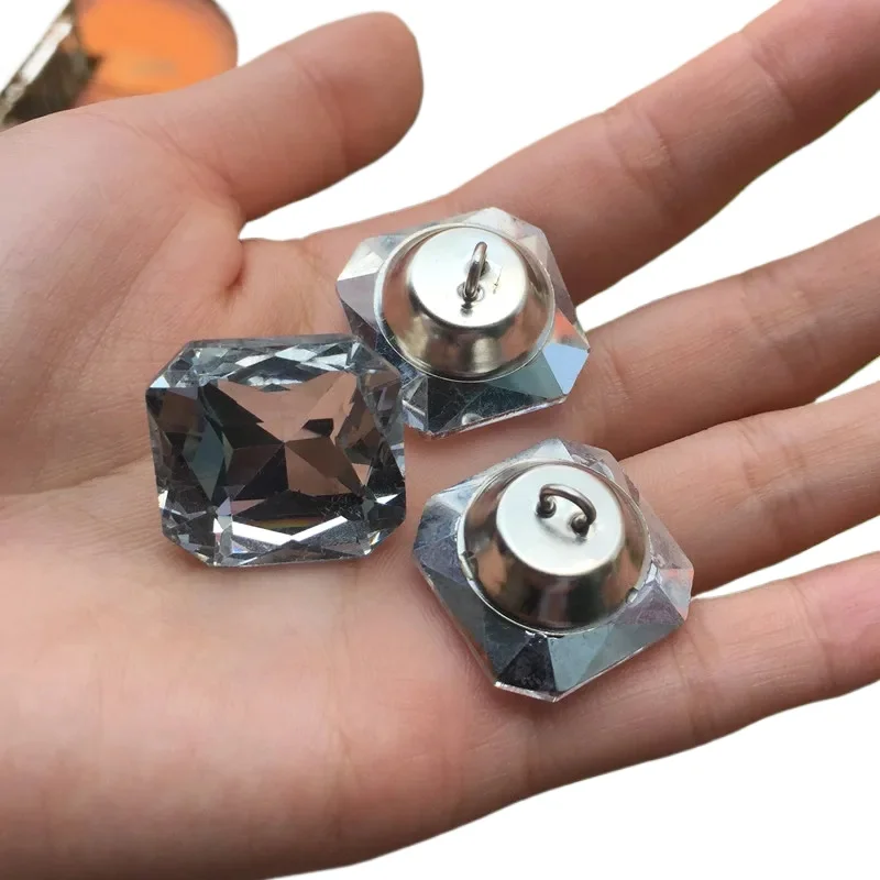 23mm 50PCS/lot Crystal glass Buttons spuare Rhinestone Button For ...