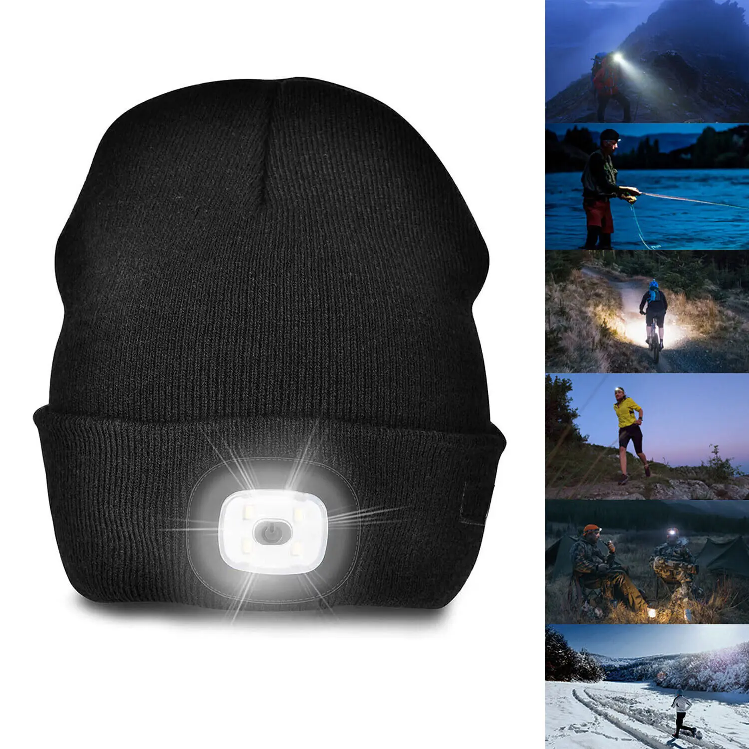 Beanie LED Hat Adults Hands Free Light Up Hats Head Torch Walking Mens ...