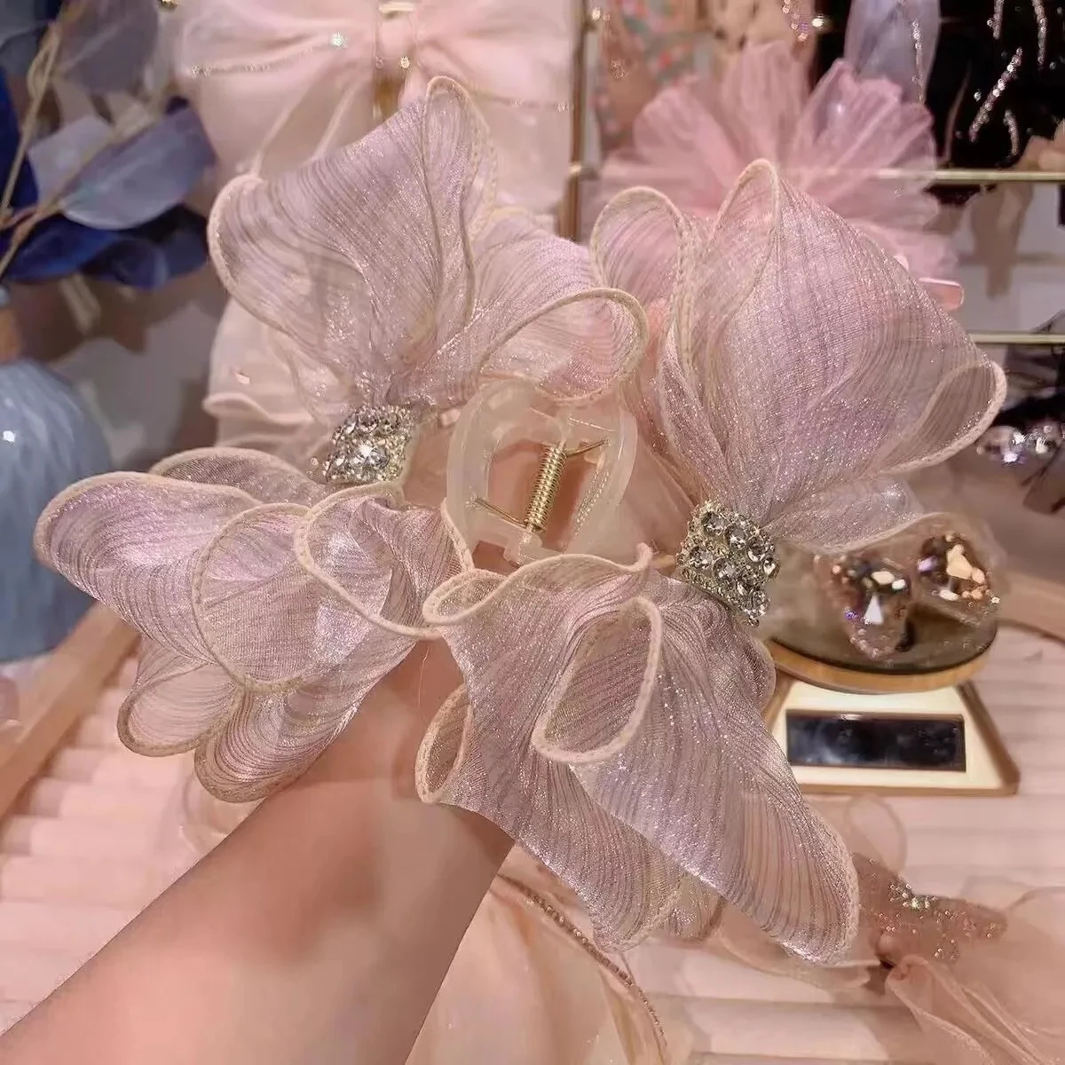 Summer-New-Shiny-Rhinestone-Butterfly-Hair-Claw-Rope-for-Women ...