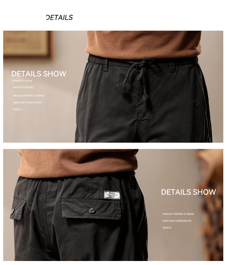 Men's Slim Fit Jogging Pants Fashionable Plus Size Drawstring Cargo Pants