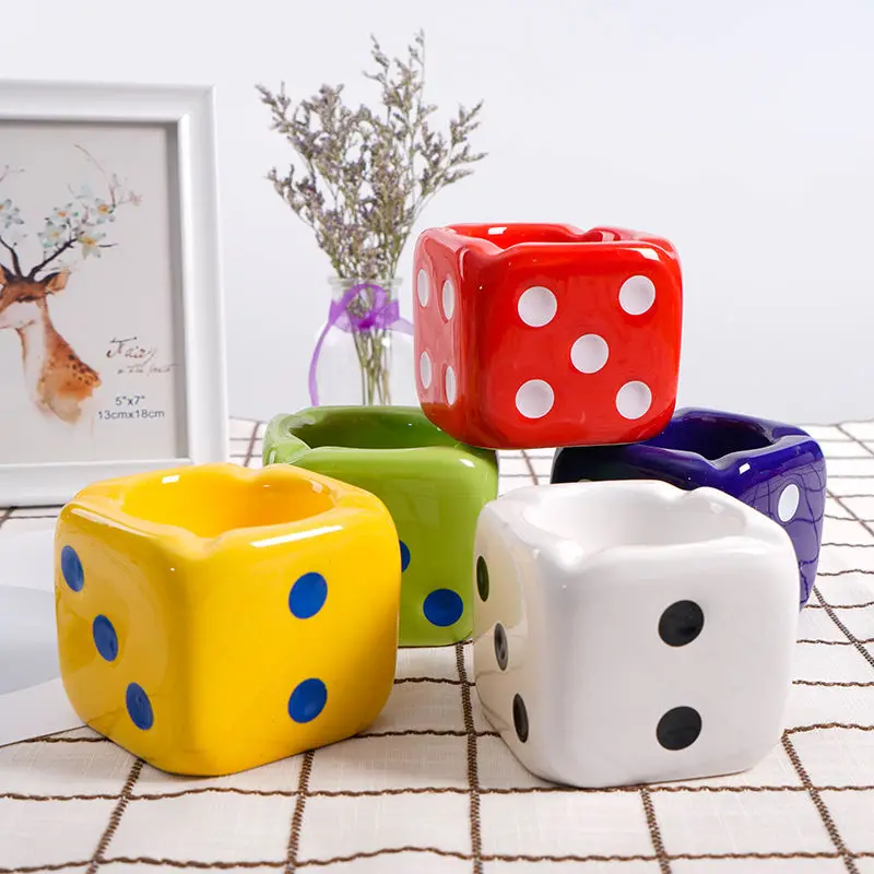 Modern-Square-Dice-Ceramic-Ashtray-Large-Capacity-Art-Dice-Ashtray-Car ...