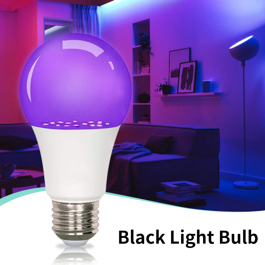 LED Lights Bulbs 9W Blacklight E27 UV Led Bulb Glow in the Dark Party ...