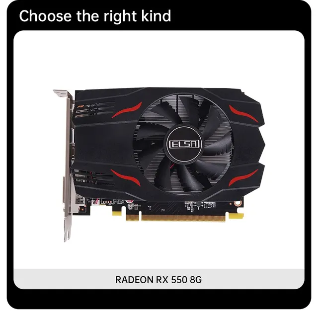 ELSA Radeon AMD RX550 8G 128Bit GDDR5 Graphics GPU Desk Computer Gaming ...