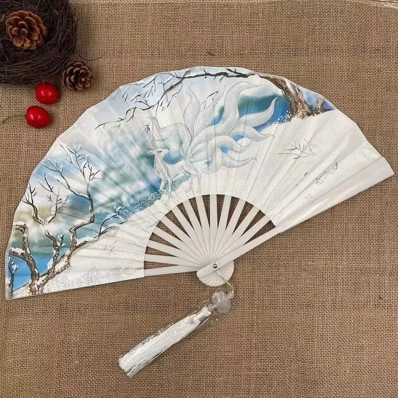 Chinese-Style-Folding-Fan-Classical-Dancing-Cloth-Fan-Vintage-Plastic ...