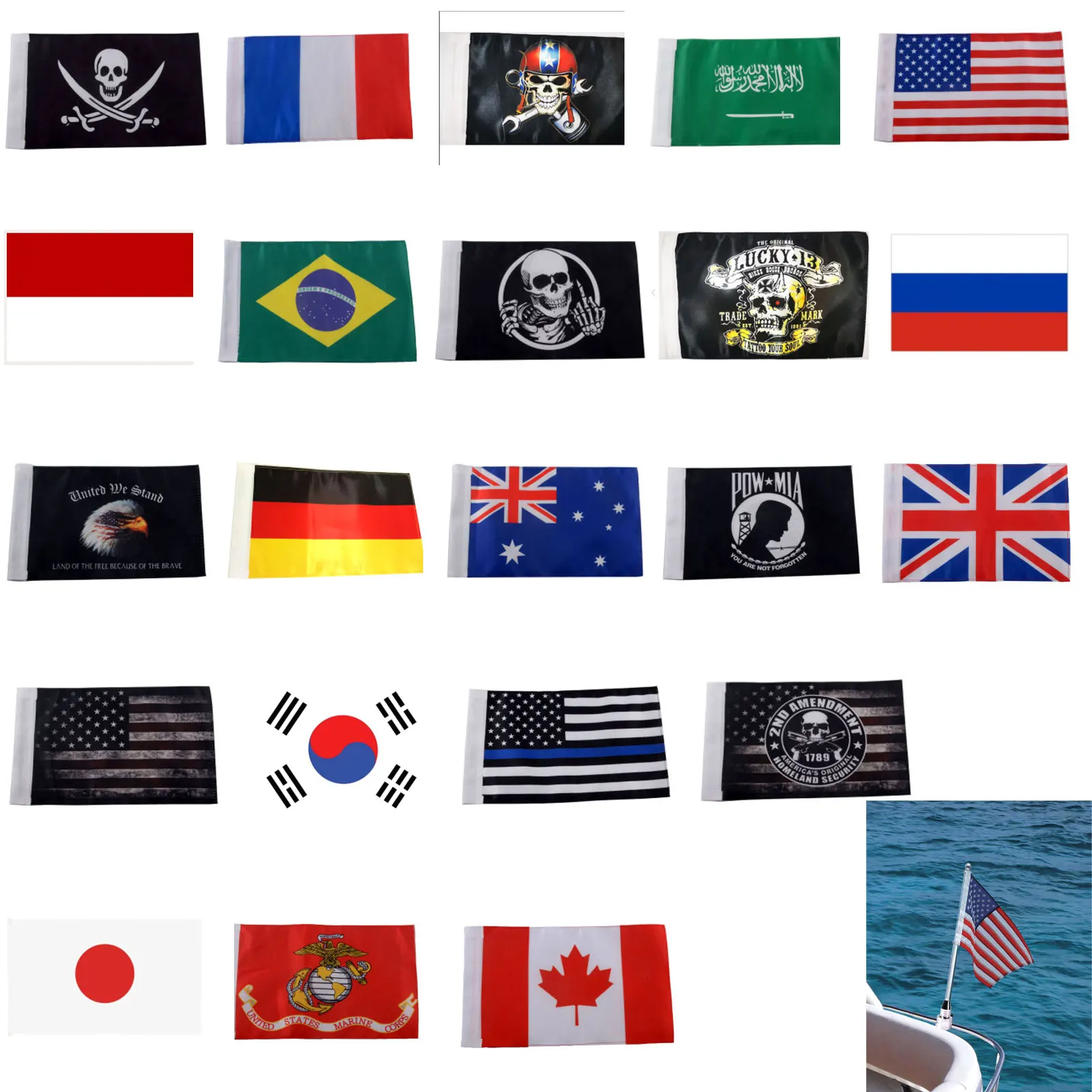 Universal Motorcycle Nation Flag Sleeve Double Side Big Pirate Flag For ...