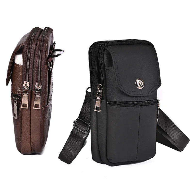 Men-s-Messenger-Bag-Cowhide-Leather-Bag-Mobile-Phone-Pouch-Pocket ...