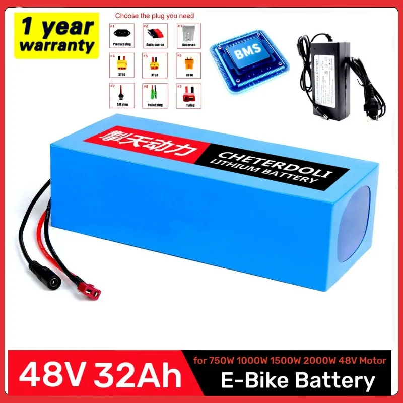 48V 32ah 1500W Electric Bike Battery 48V 20ah 24ah 18ah 15ah 18650 Lithium Batteries for 54 ...