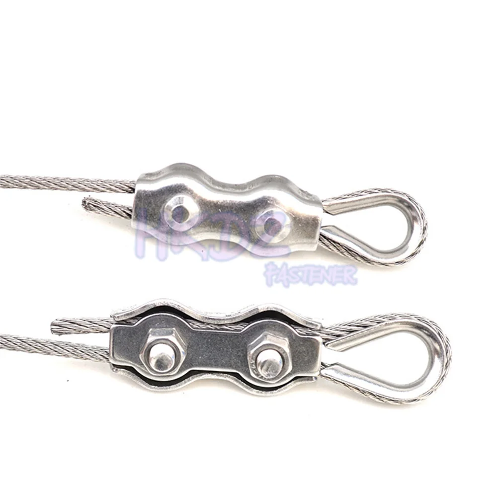 304-Stainless-Steel-Size-M2-to-M10-Wire-Rope-Double-Clip-Single-Clip ...