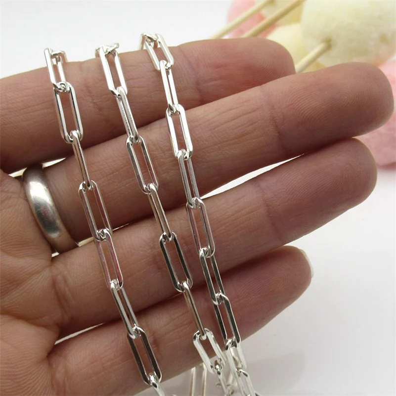 10cm-Lots-925-Sterling-Silver-Paperclip-Chain-For-Jewelry-Making-DIY ...