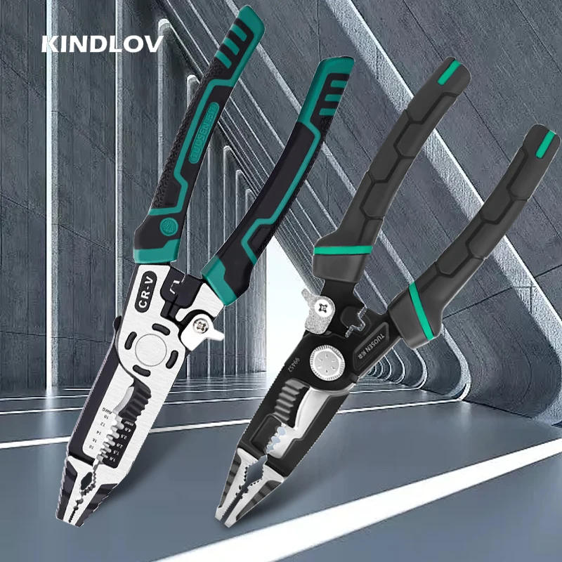 Kindov 크림핑 플라이어 910 In 1 와이어 커터 케이블 스트리퍼 롱 노즈 플라이어 전기 기술자용 멀티 툴 전문