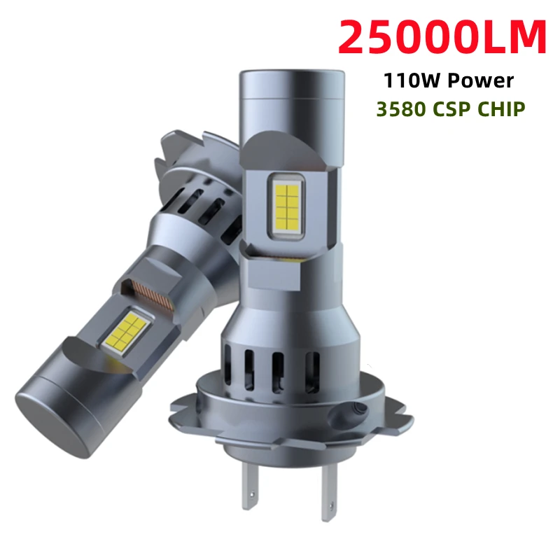 터보 H7 LED CANBUS 조명, 미니 헤드 램프, 3580 CSP 무선 자동차 LED 헤드라이트 전구, 팬 포함, 6000K 화이트, 12V, 110W, 25000Lm ...