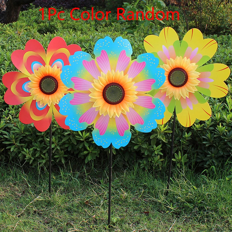 Flower Windmill Beautiful Floral Design Single Layer Sunflower Windmill ...
