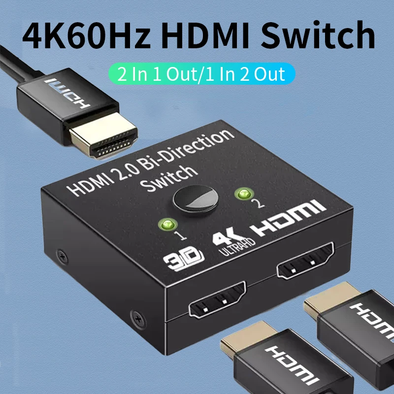 Conmutador compatible con HDMI 4K, divisor KVM bidireccional 1x2/2x1 ...