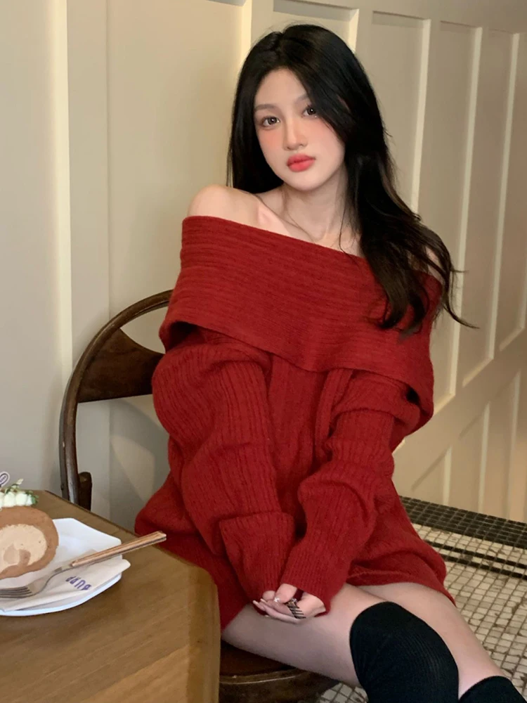Sexy Off Shoulder Sweater Women Long Sleeve Loose Top Fashion Gentle ...