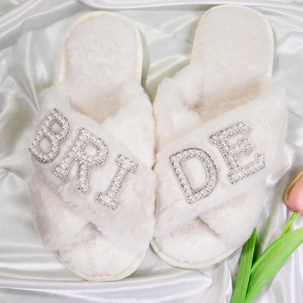 Zapatillas-de-felpa-de-lujo-para-novia-accesorio-con-perlas-recuerdo-de ...