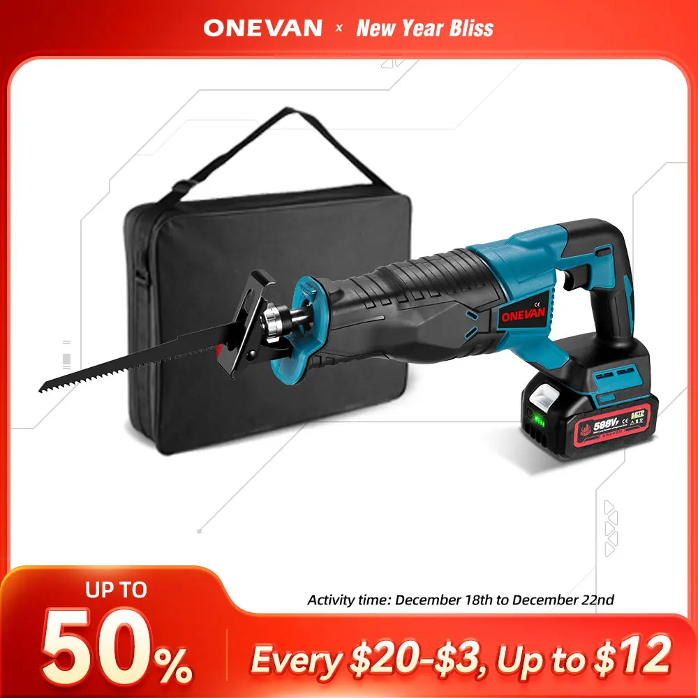 ONEVAN-3000W-Cordless-Reciprocating-Saw-Adjustable-Speed-Chainsaw-Wood ...