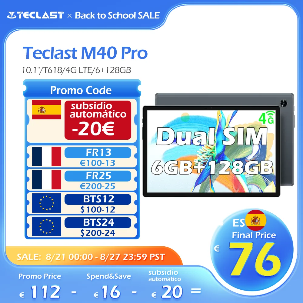 Teclast m40 pro tablet pc 4g netzwerke & anruf 6gb ram 128gb rom unisoc t618 dual sim kartens ...