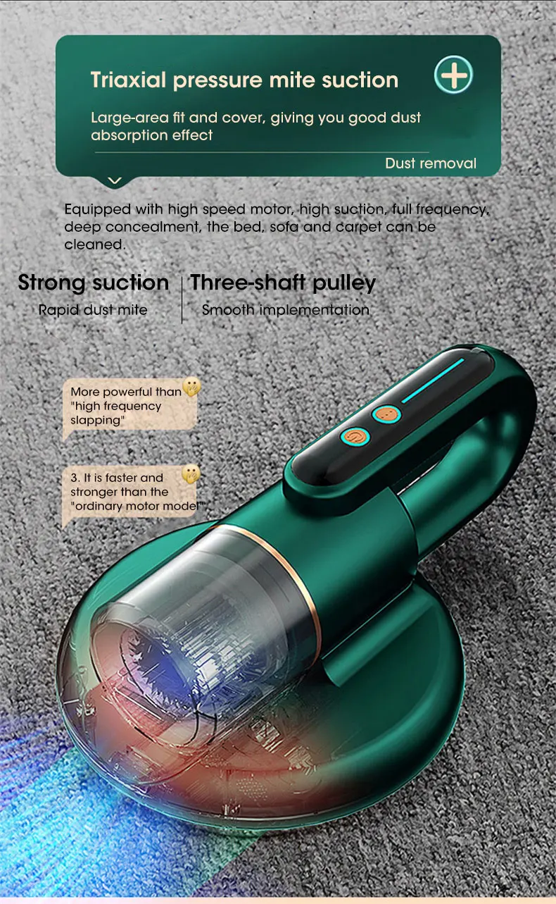 Wireless Vacuum Mites Remover Ultraviolet Sterilization Reusable Dust ...