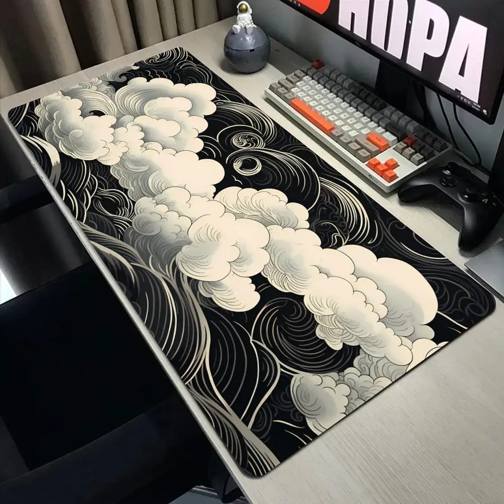 Personalizado-grande-estendido-Gaming-Mouse-Pad-Preto-e-Branco-Nuvens ...