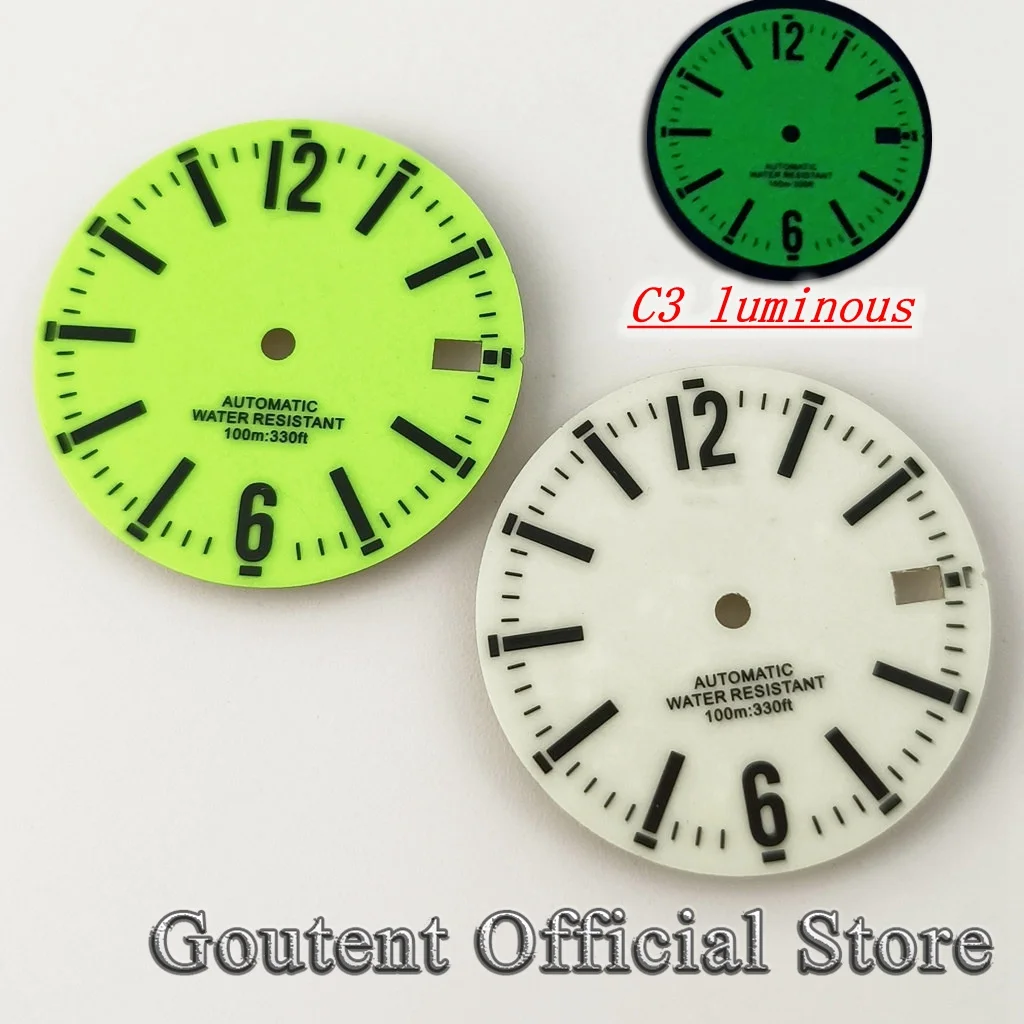 Goutent 29mm Sterile Watch Dials Luminous Dial Fit NH35 Movement 3 O ...