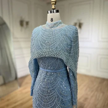 SERENE HILL 2024 Nude Muslim Long Sleeves Mermaid Luxury Beaded Evening ...