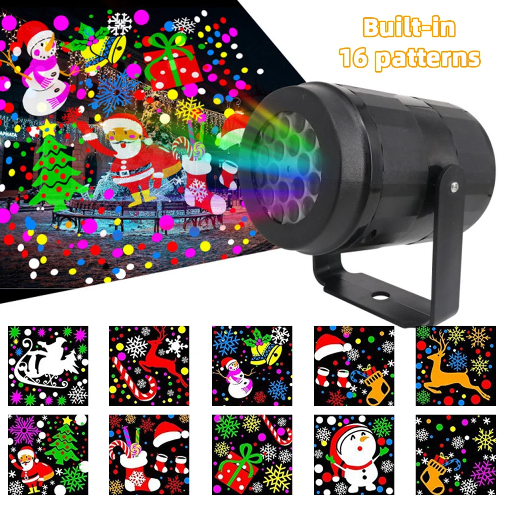 Luces-de-fiesta-de-Navidad-proyector-de-luz-Led-incorporado-16-patrones ...