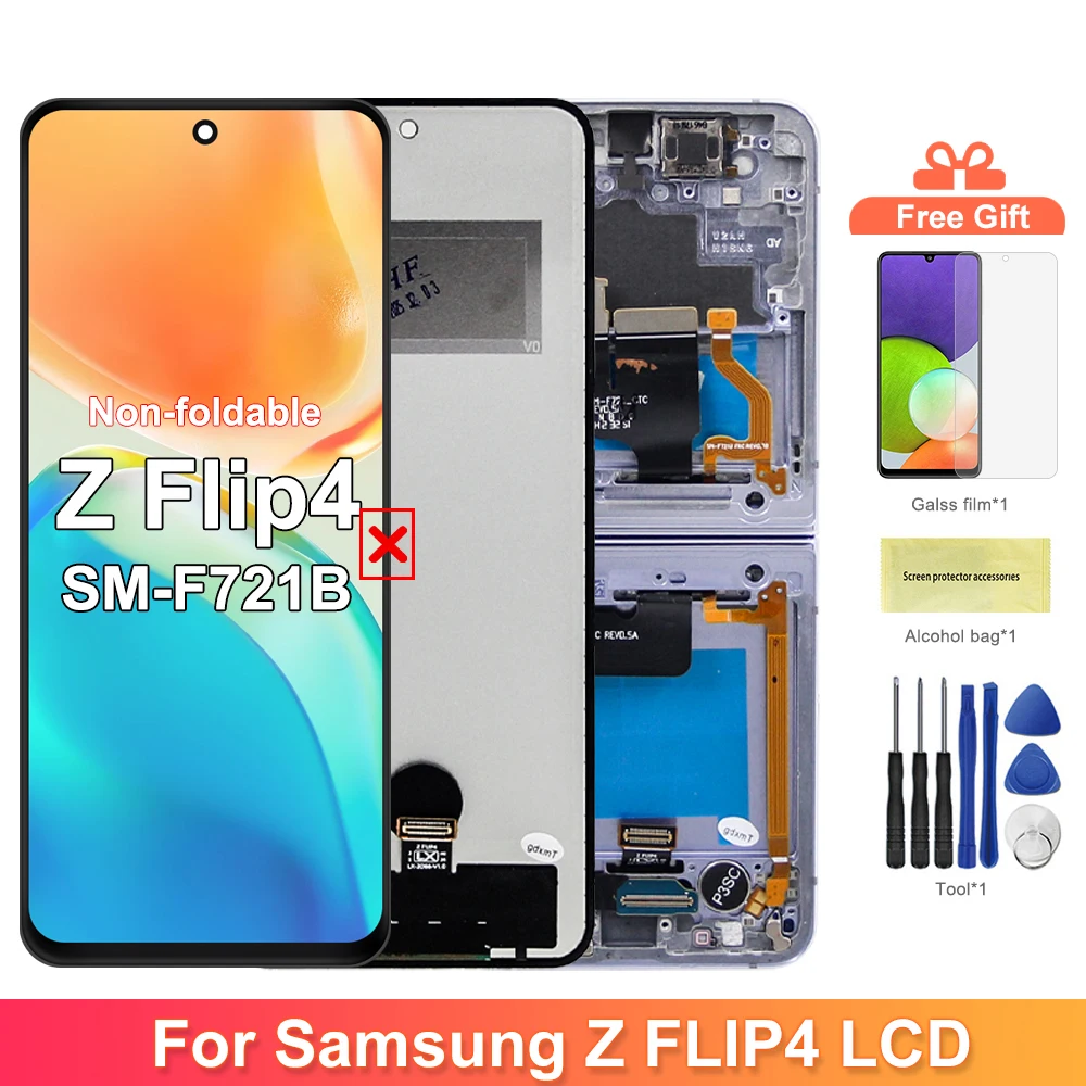 LCD For Samsung Z Flip 4 5G F721 F721B F721W LCD Display With Frame ...