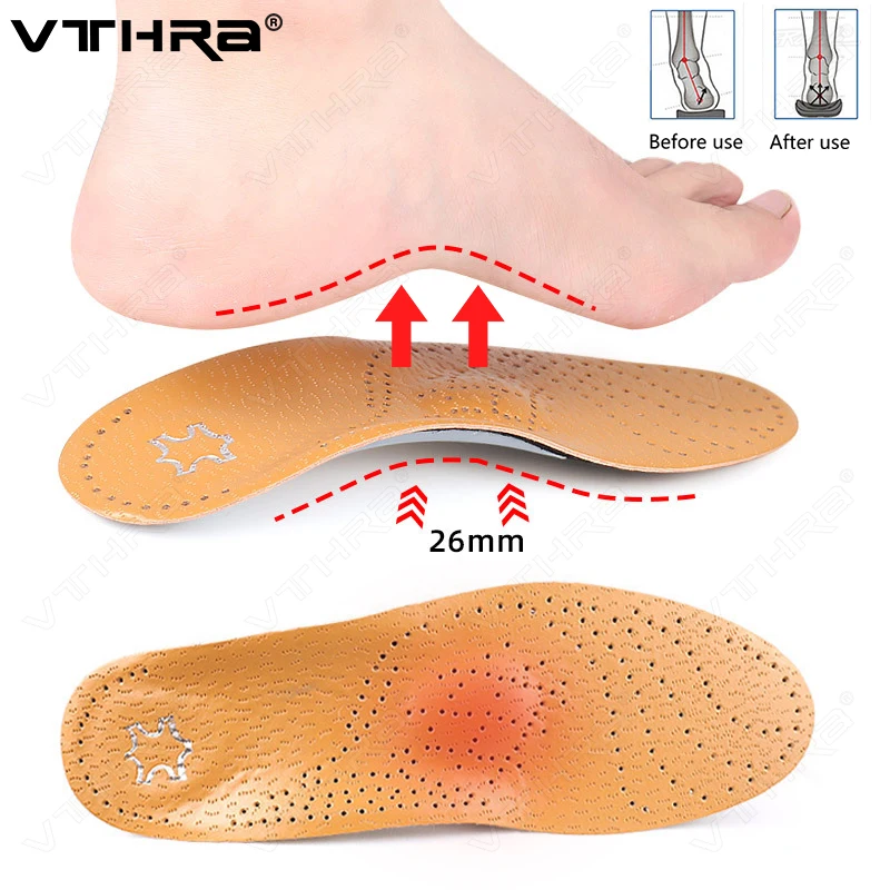 Premium-Orthotic-Leather-Insoles-for-Flat-Foot-Arch-Support-3D ...