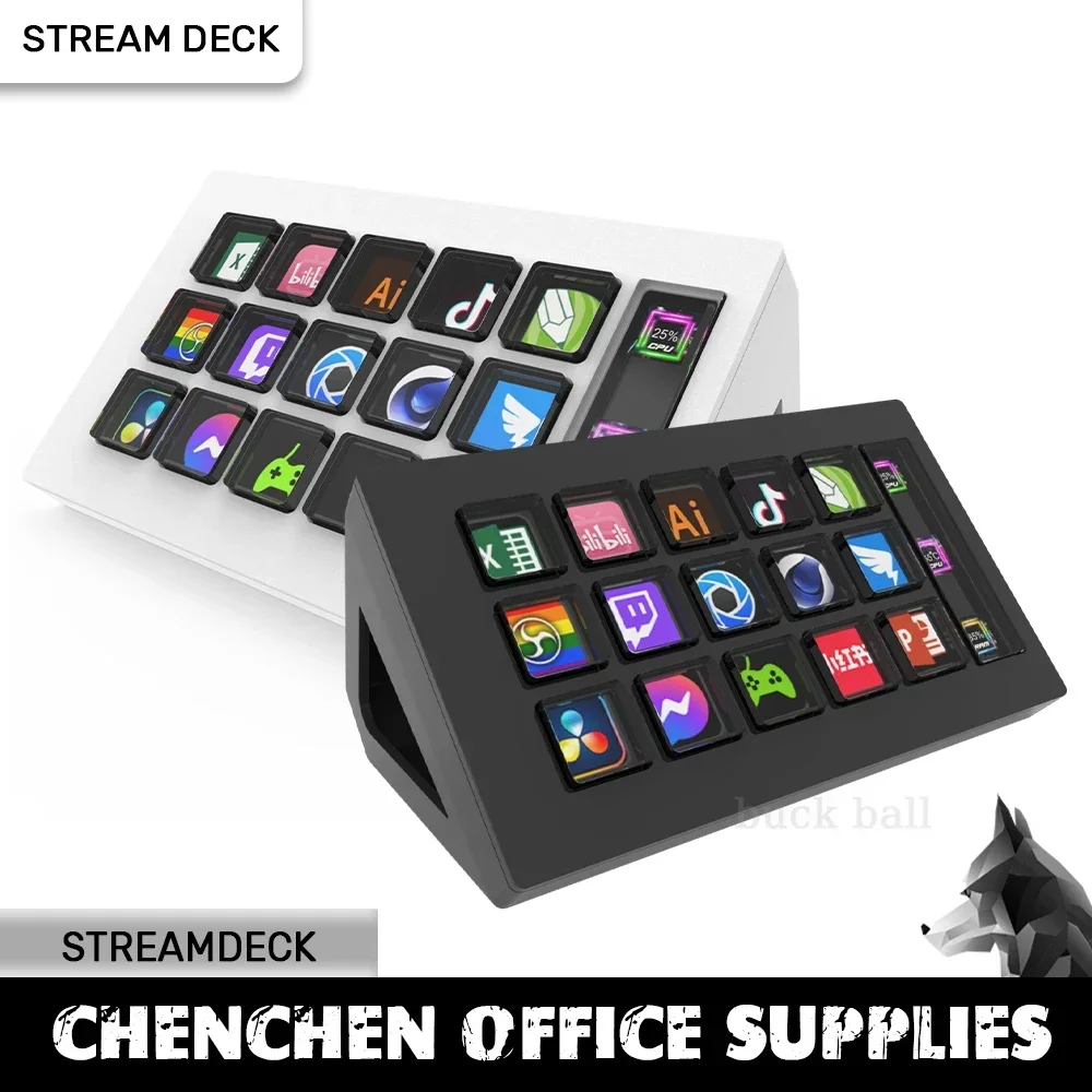 Mirabox-StreamDeck-Controller-Visual-Keyboard-LCD-Button-15Keys-Living-Content-Creation-Custom ...