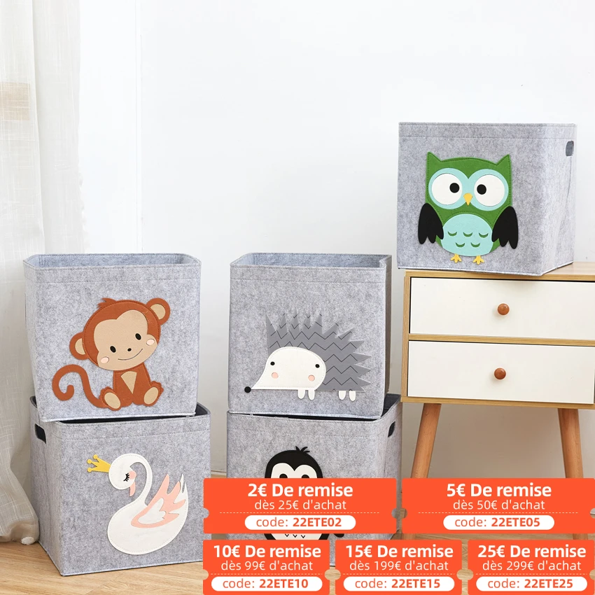 11inch Cube Children's Storage Box Cartoon Animal Felt Fabric Storage ...