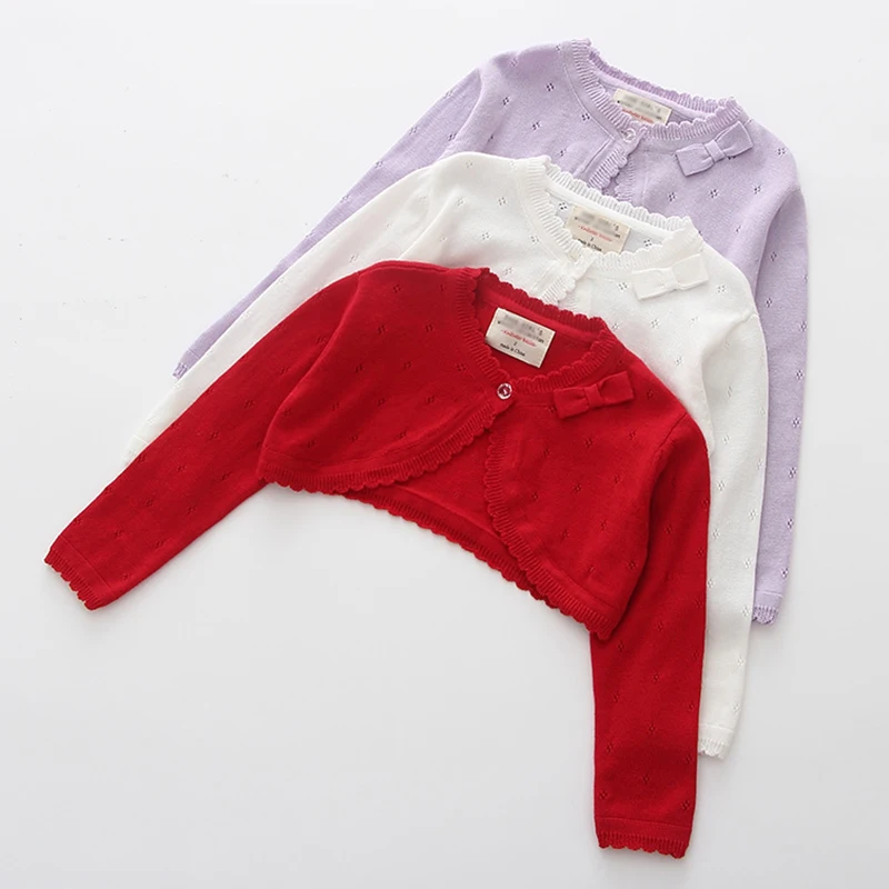 Summer Kids Baby Girls Long Sleeve Bowknot Cardigan Coats Knit Jacket ...