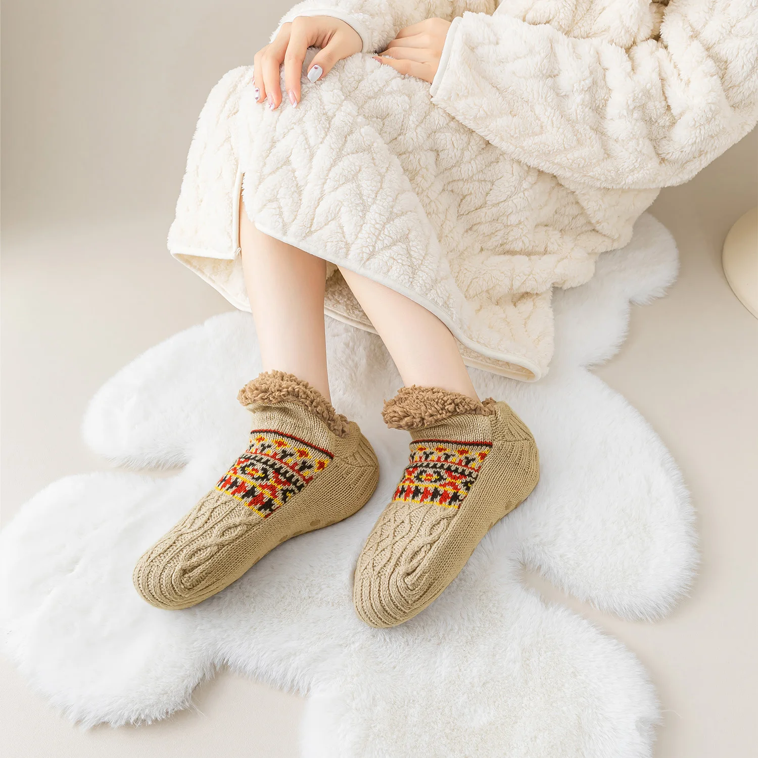 Thickened-Winter-Woven-Thermal-Cashmere-Socks-Floor-Socks-Women-Carpet ...
