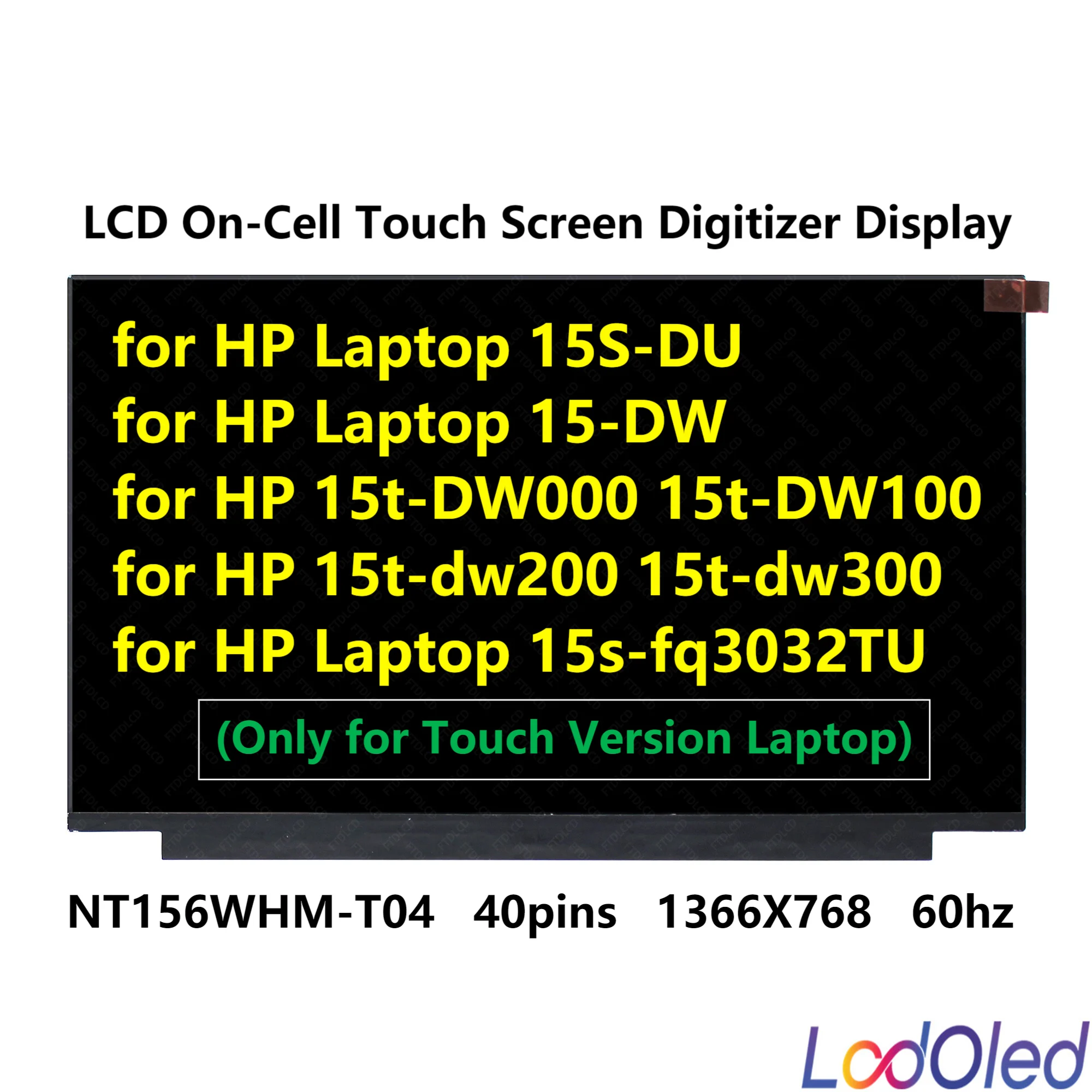 L52001-001 for HP Notebook 15s-du0097tu 15.6" HD LCD On-Cell Touchscreen Digitizer Display ...