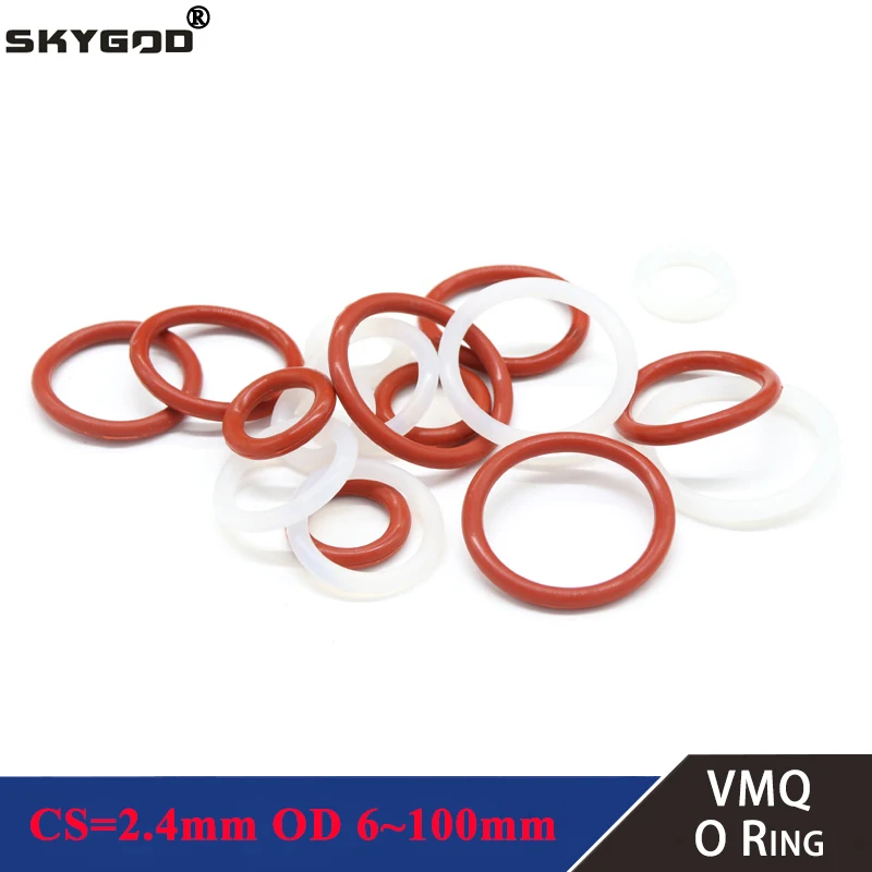 10/50pcs VMQ O Ring Gasket CS 2.4mm OD 6 ~ 100mm Waterproof Washer ...
