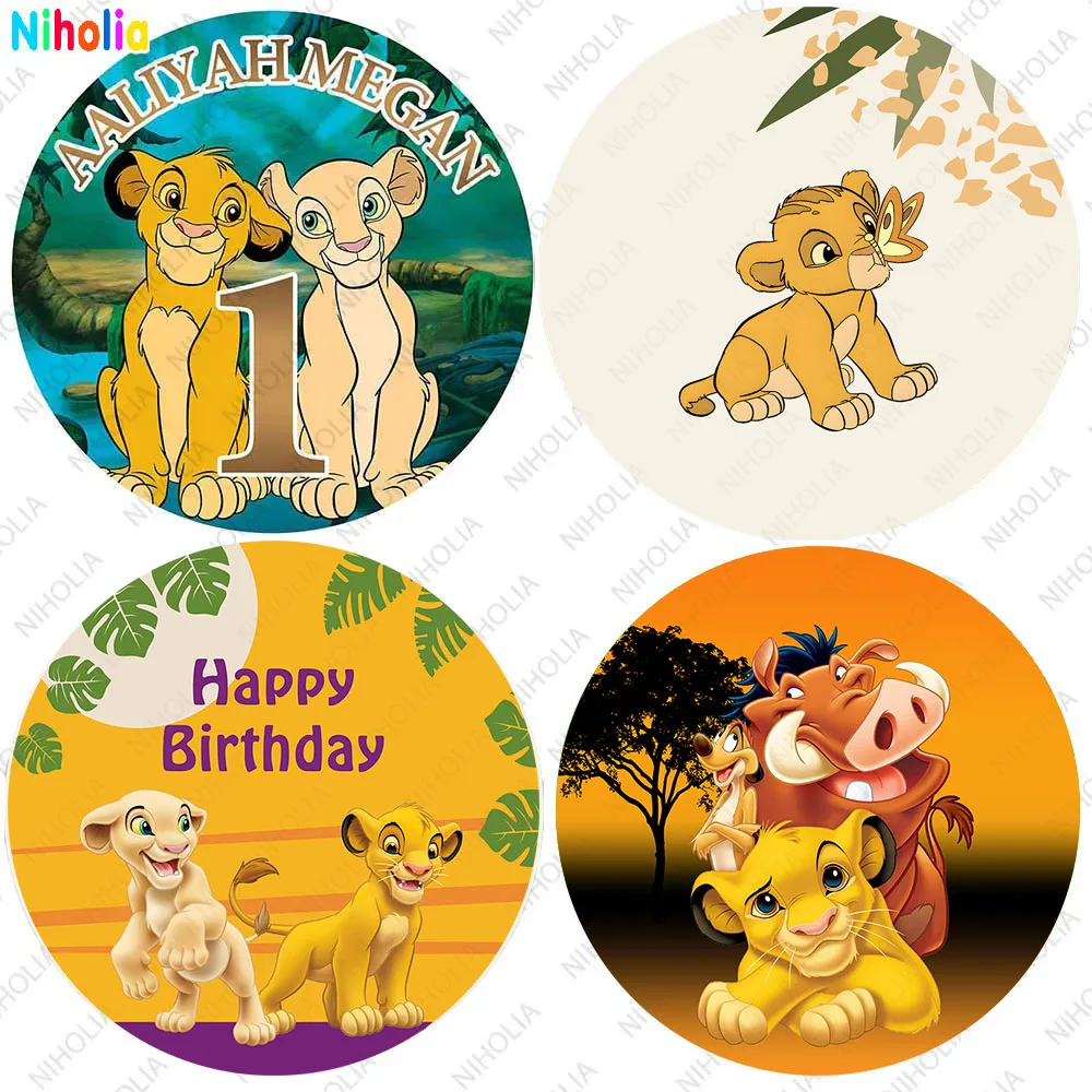 Custom-Background-The-Lion-King-Simba-Birthday-Party-Backdrops-Round ...
