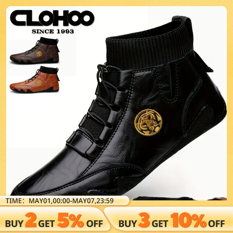 CLOHOO-Men-s-Genuine-Leather-Handmade-Wear-resistant-Elastic-Band-And ...