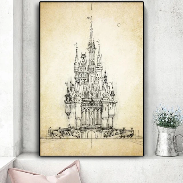 Cinderella Castle Blueprint Poster