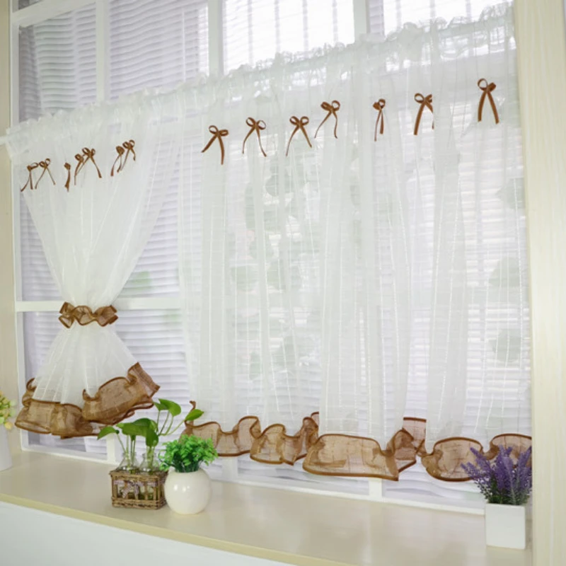 Rideau en tulle court brodé sur mesure avec attaches, petits rideaux ...
