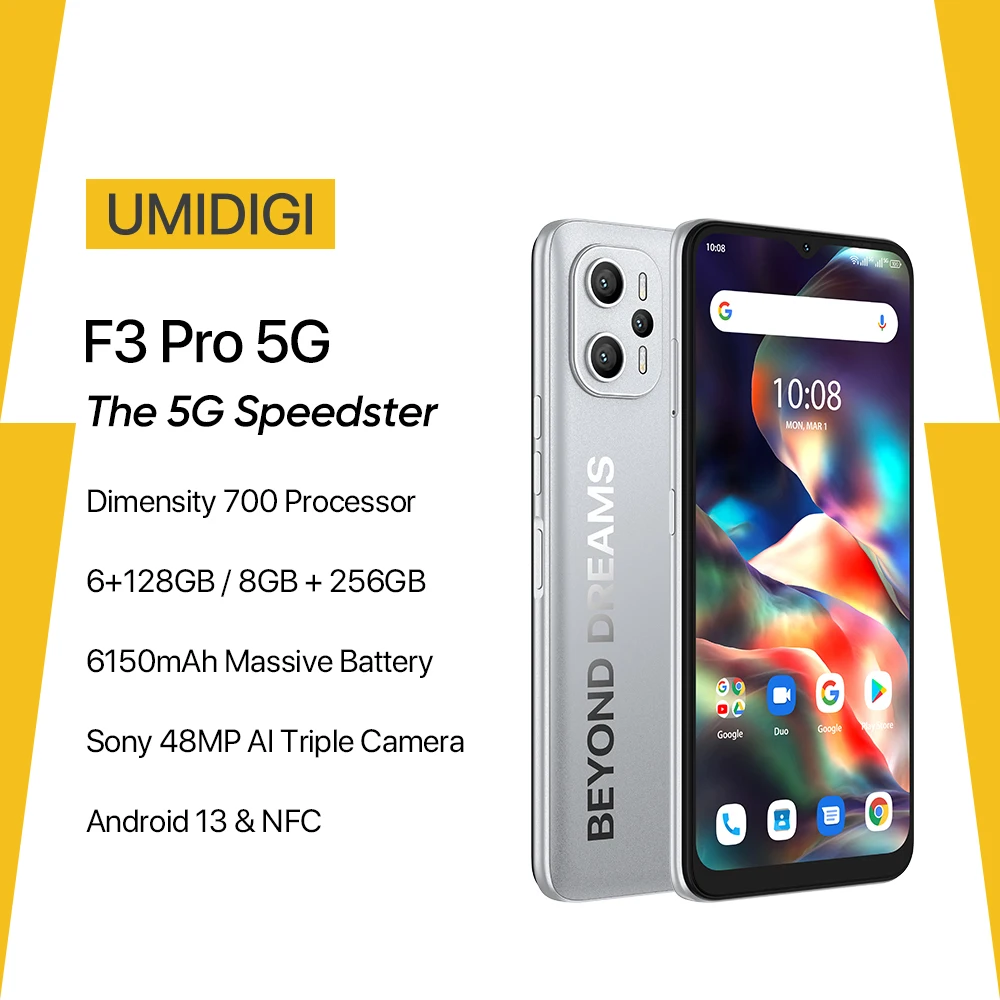 UMIDIGI-teléfono inteligente F3 PRO 5G, Smartphone con Android 13, Dimensity 700, pantalla de 6 ...