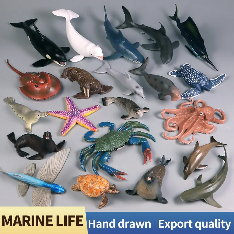 Ocean Marine Sea Life Action Figures Shark Whare Megalodon Model ...
