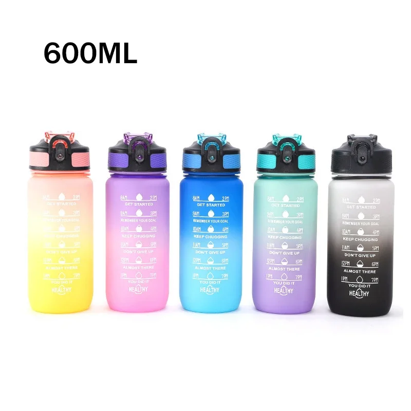 600ML-Colorful-Water-Bottle-Motivational-Drinking-Bottle-Sports-Water ...