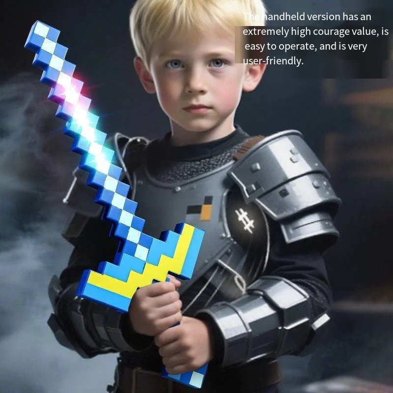 Anime Game Diamond Sword and Pick 2-in-1 Transform Sword Sound Light ...