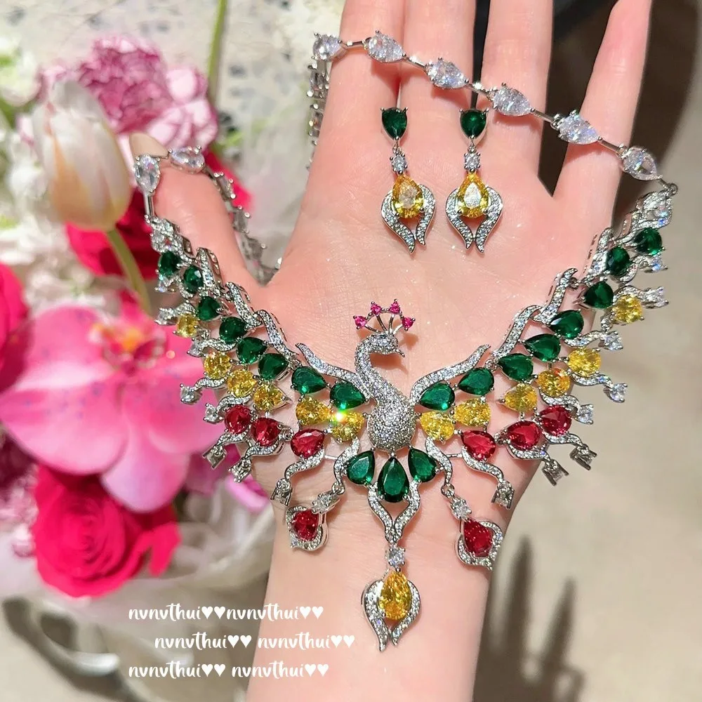 Elegant-Exaggerated-Multicolor-Cubic-Zirconia-Phoenix-Jewelry-Sets-for ...