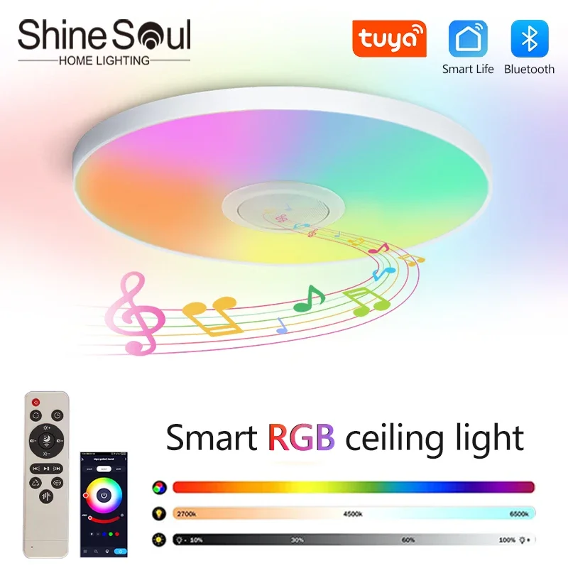 TUYA Smart Audio LED Ceiling Light 30W 36W RGB Remote Control APP ...