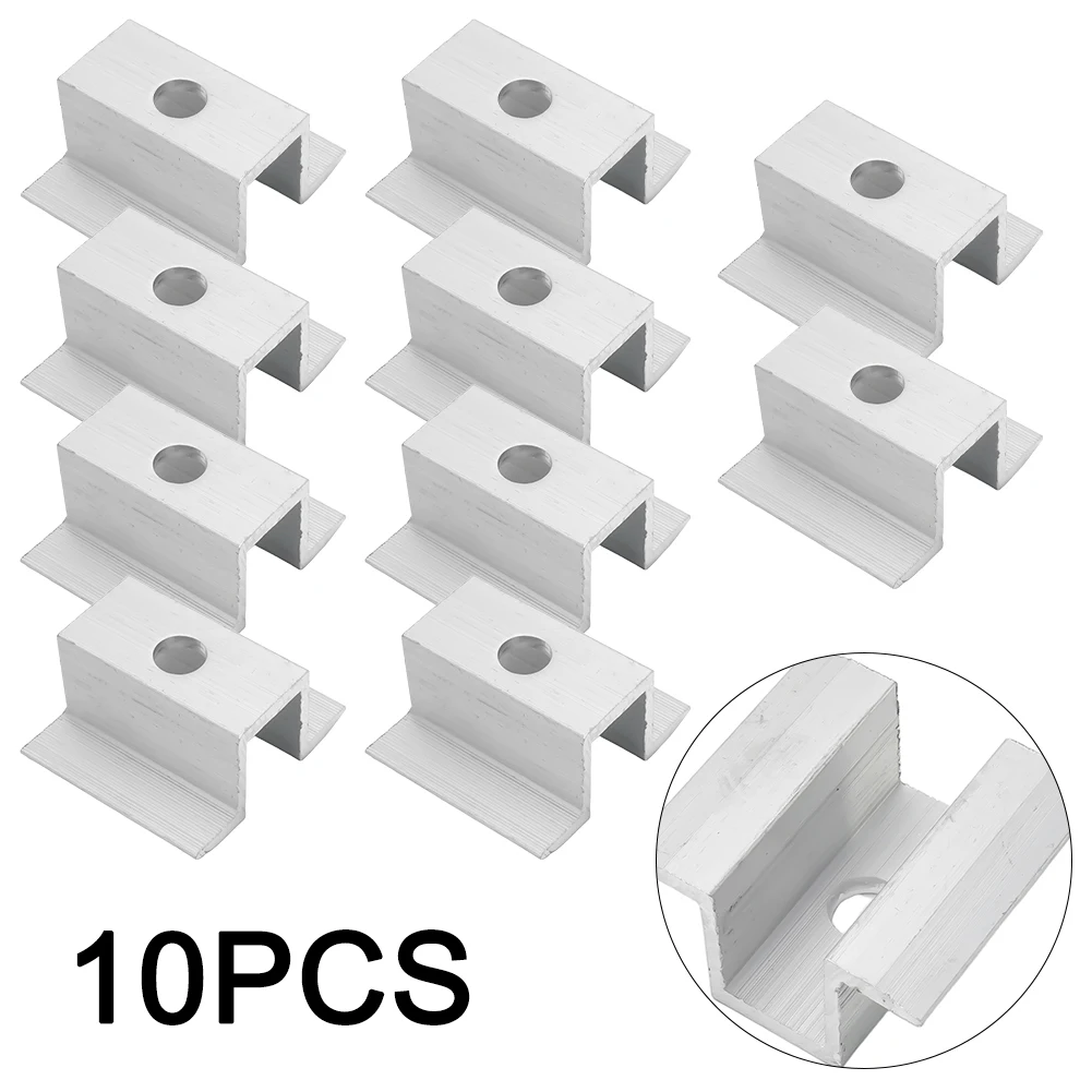 10Pcs-Solar-Middle-Clamp-PV-Module-Bracket-Height-25-50MM-Aluminum ...