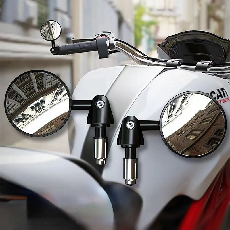 2-Pcs-Motorcycle-Rear-View-Mirrors-Round-7-8-Handle-Bar-End-Foldable ...
