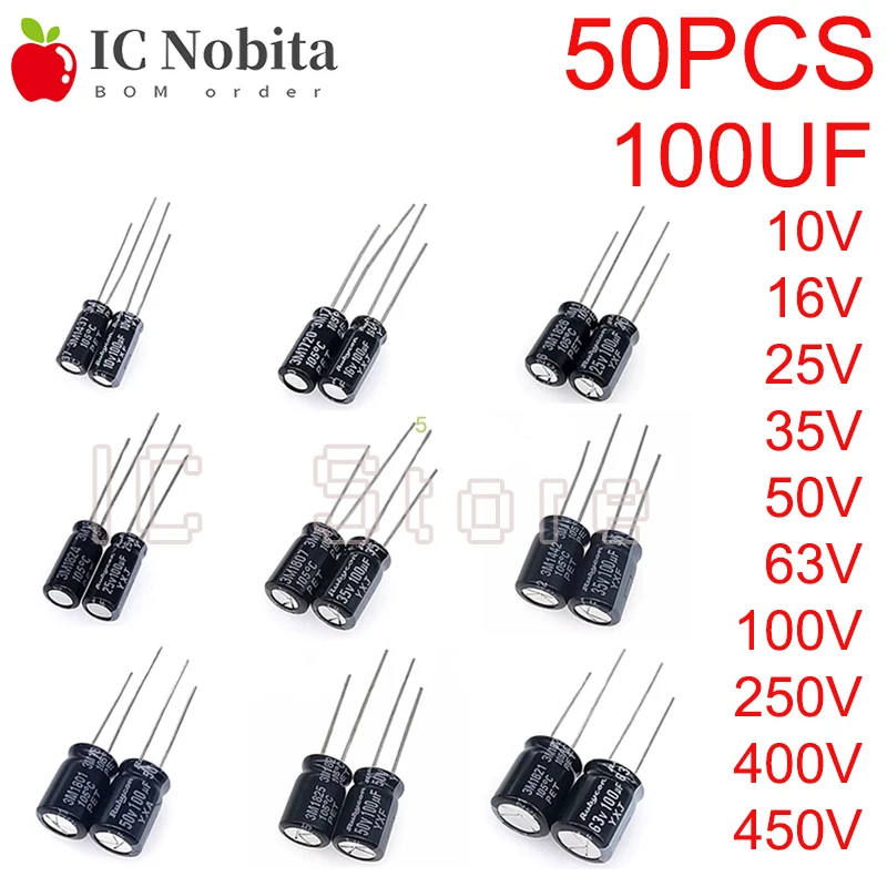 50PCS-100UF-Aluminum-Electrolytic-Capacitor-10V-16V-25V-35V-50V-63V-100V-250V-400V-450V-Rubycon.jpg