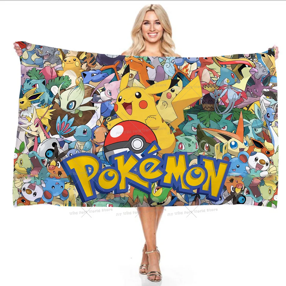 Pokemon Children Microfiber Bath Towel Boy Girl Soft Wearable Cartoon ...