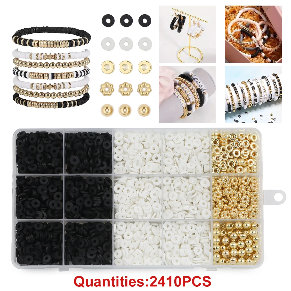 2400pcs-box-Polymer-Clay-Bead-Kit-White-And-Black-Polymer-Clay-Beads ...