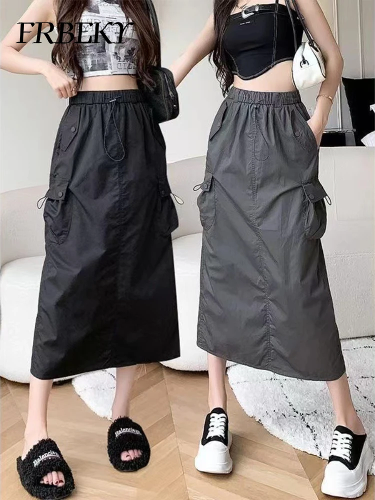 Skirts for Women Spring Summer Drawstring Workwear Half-body Skirt ...